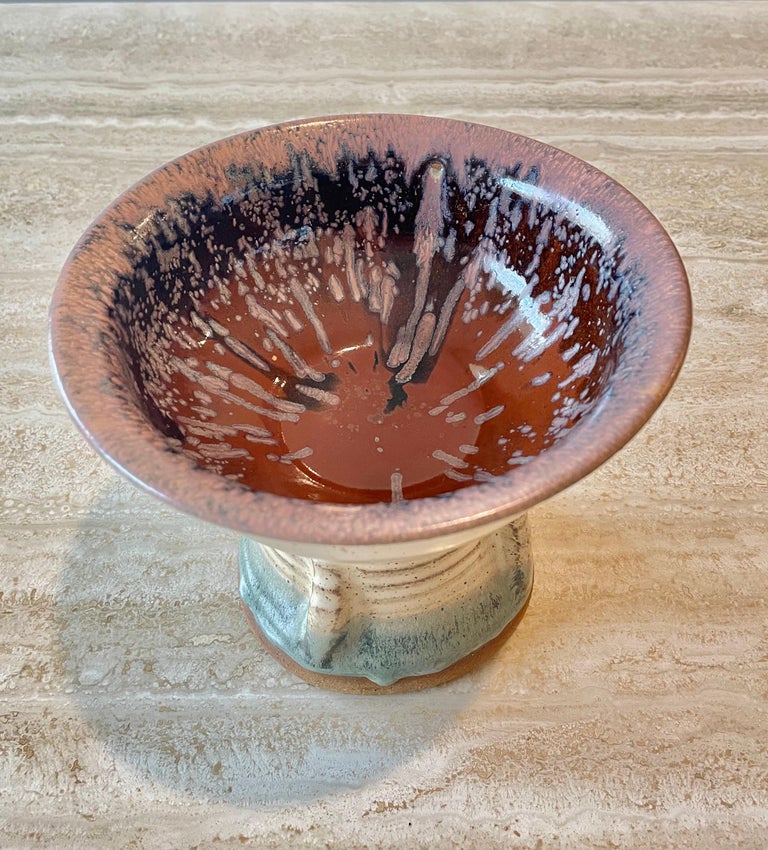 Midcentury Stoneware Splatter Bowl For Sale at 1stDibs