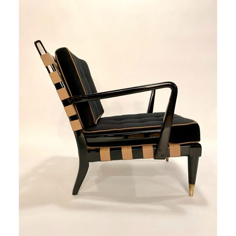 Mid-Century Strap Lounge Chair in the style of Robsjohn Gibbings For ...