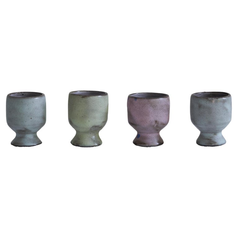Mid Century Studio Pottery Egg Cups Set of 4 For Sale at 1stDibs