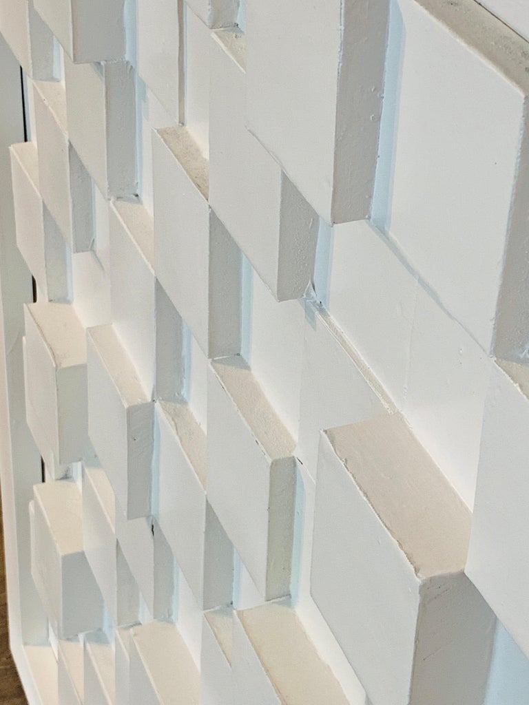 Midcentury "Study in White" Three-Dimensional Cube Wall Sculpture at ...