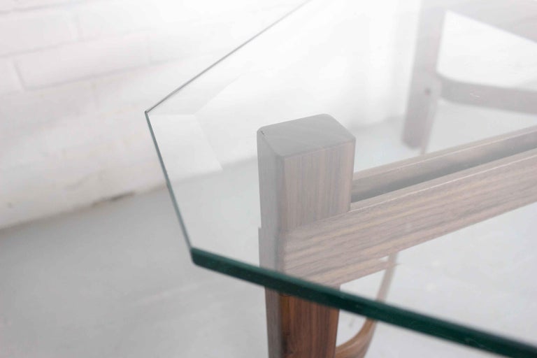 Mid Century Style American Nut Coffee Table with Vintage Glass Top For ...