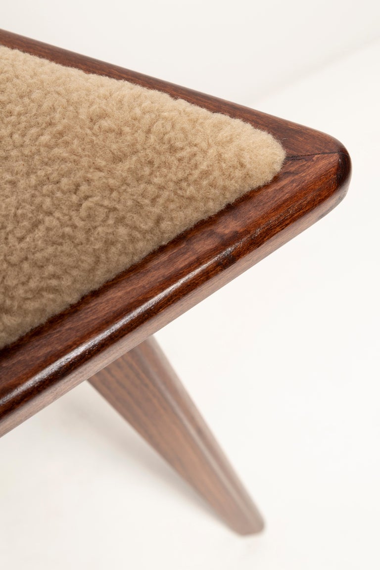 Mid-Century Style Camel Boucle Triangle Medium Stool, by Vintola Studio ...