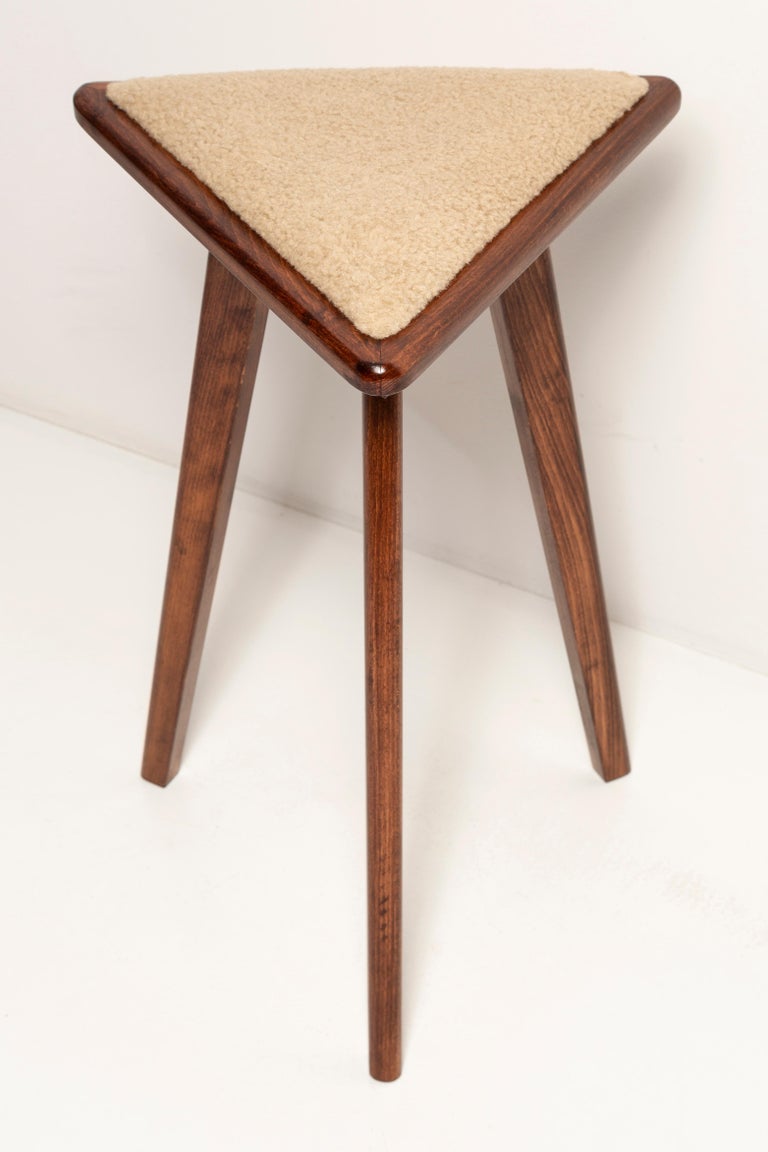 Mid-Century Style Camel Boucle Triangle Medium Stool, by Vintola Studio ...