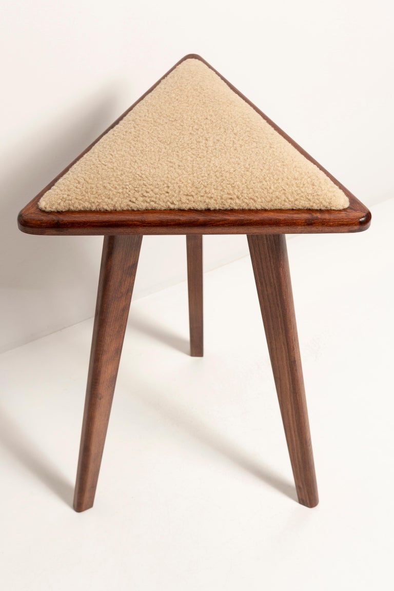 Mid-Century Style Camel Boucle Triangle Medium Stool, by Vintola Studio ...