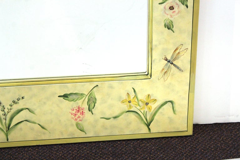 Midcentury Style Wall Mirror with Painted Birds and Flowers at 1stDibs ...