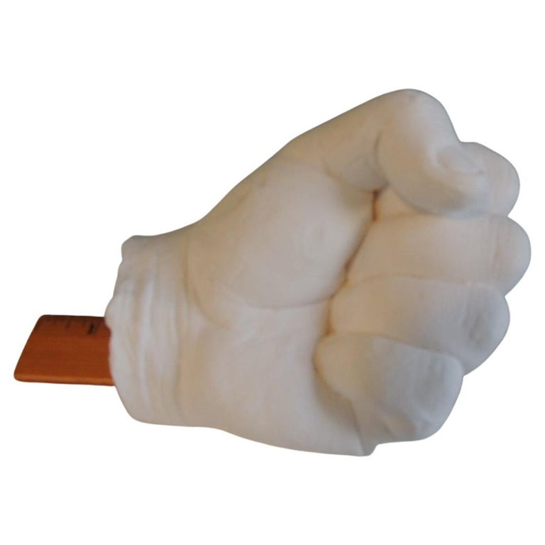 Mid Century Style White Plaster Hand Paperweight For Sale at 1stDibs