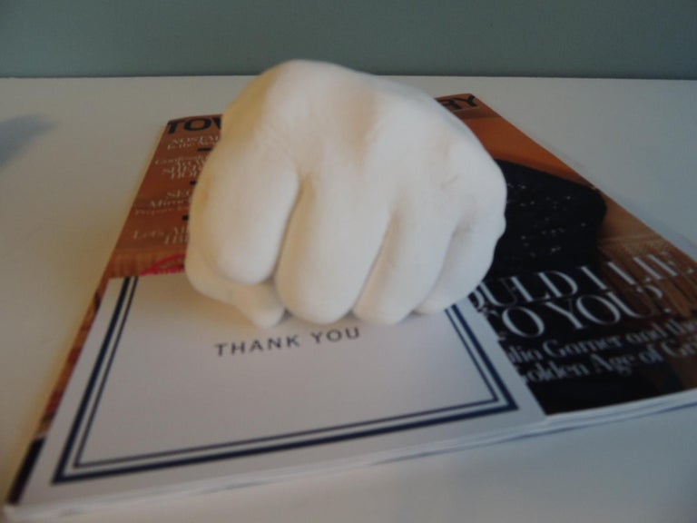 Mid Century Style White Plaster Hand Paperweight For Sale at 1stDibs