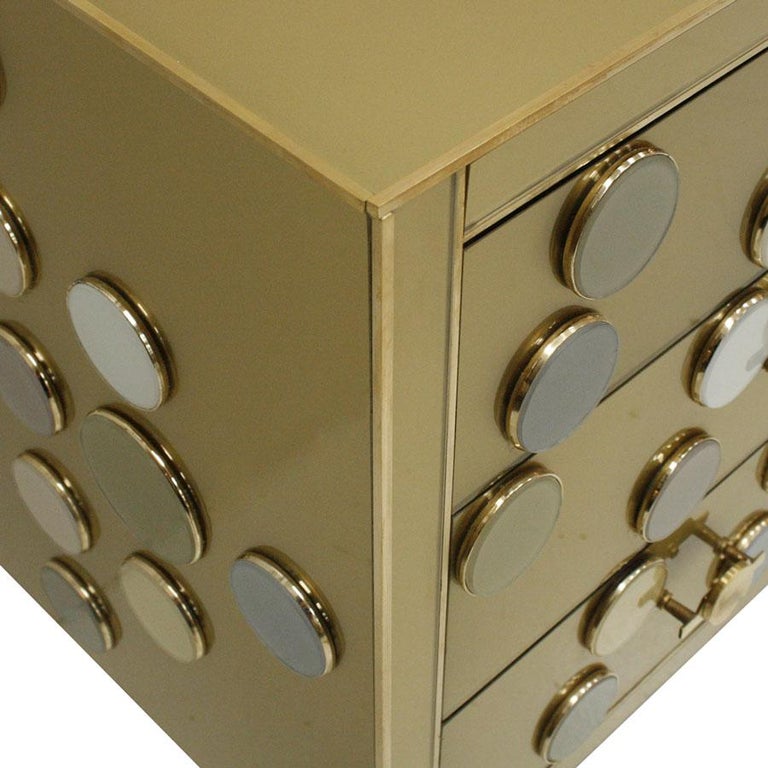 Midcentury Style Wood Colored Glass and Brass Italian Commode by L.A ...