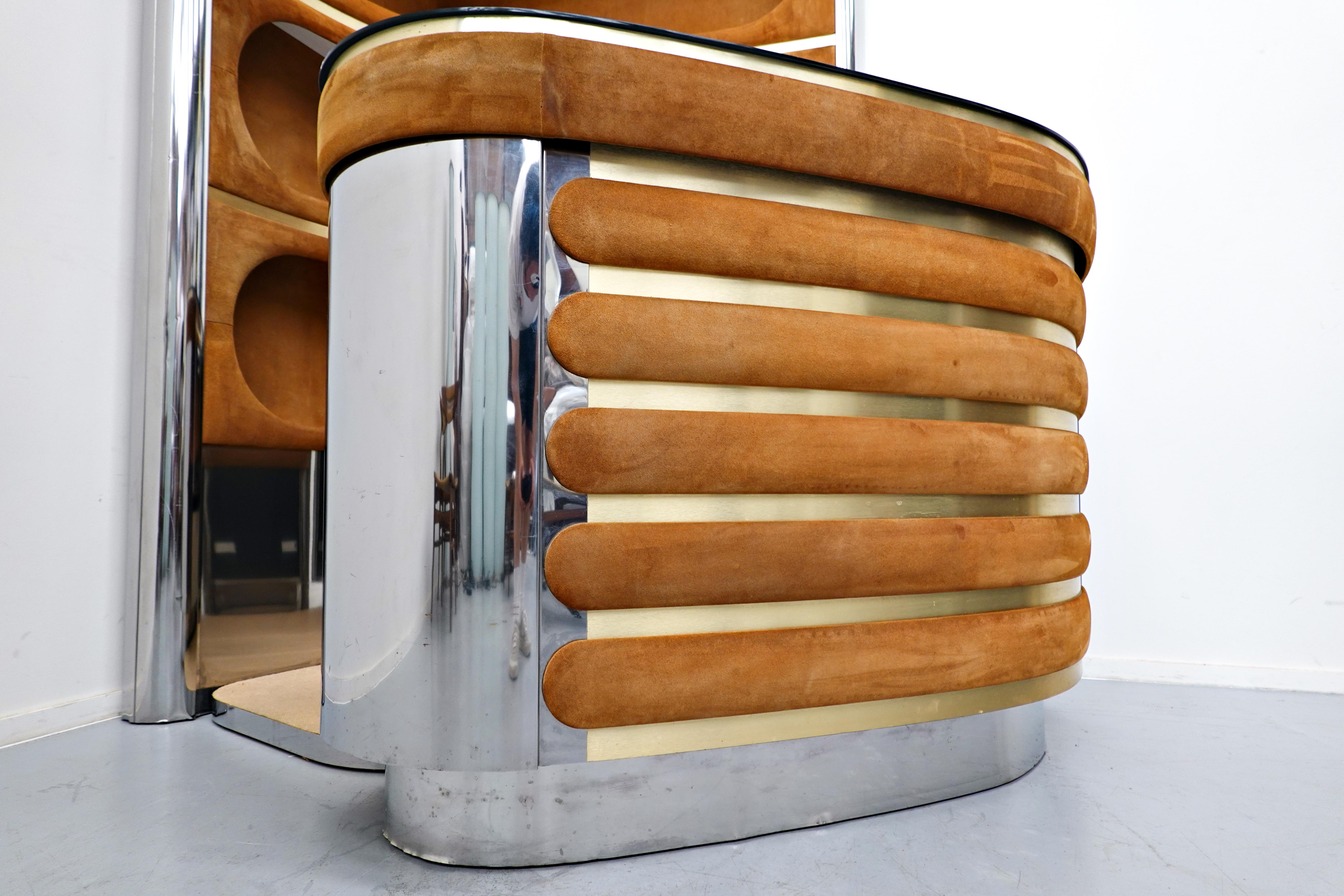 Mid-Century Suede Bar by Willy Rizzo, Italy, 1970s at 1stDibs