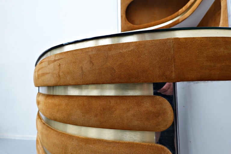 Mid-Century Suede Bar by Willy Rizzo, Italy, 1970s at 1stDibs