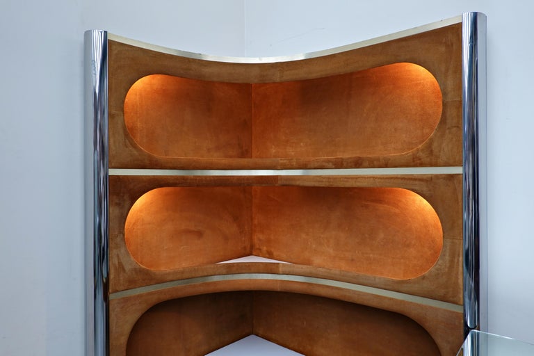 Mid-Century Suede Bar by Willy Rizzo, Italy, 1970s at 1stDibs