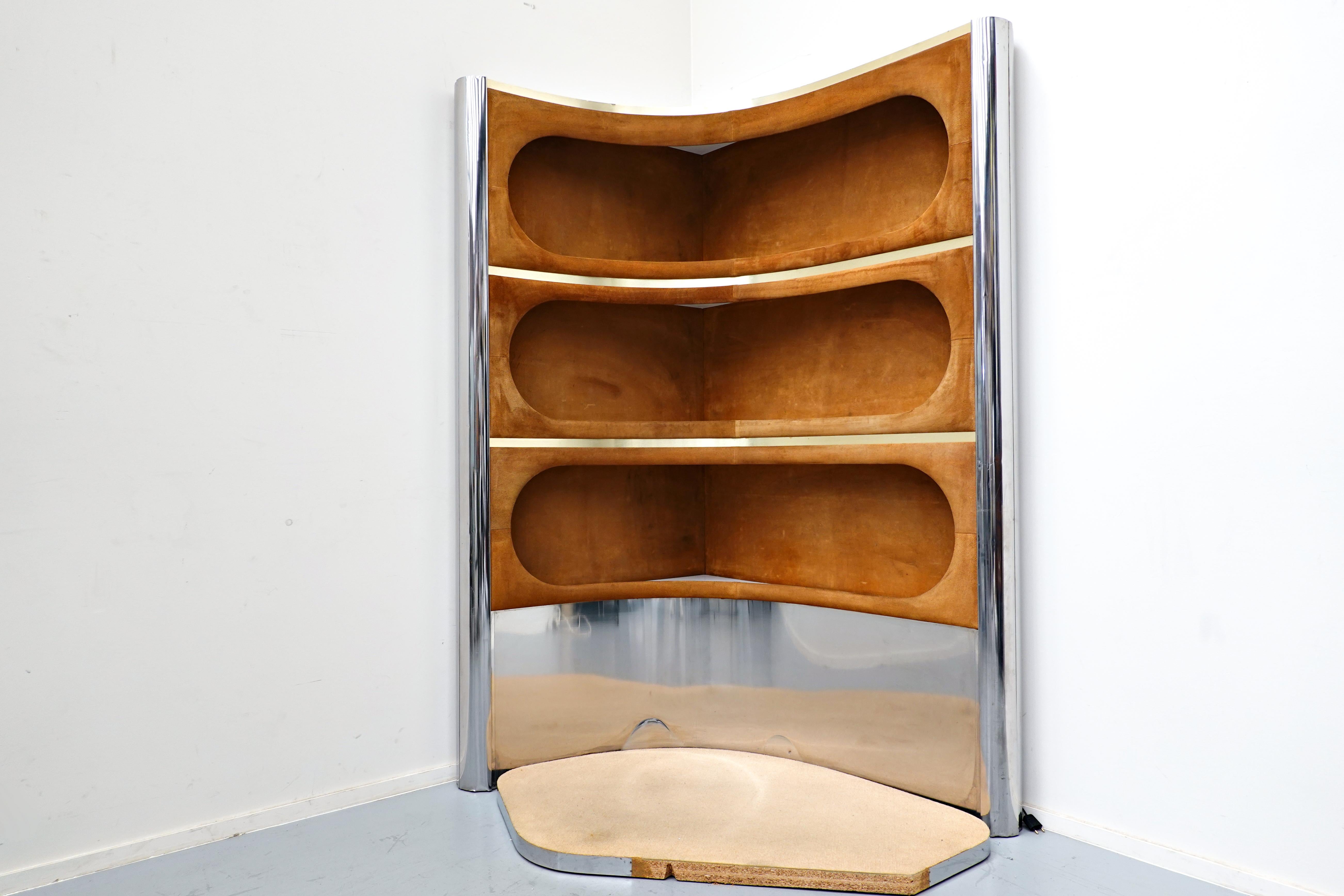 Mid-Century Suede Bar by Willy Rizzo, Italy, 1970s at 1stDibs