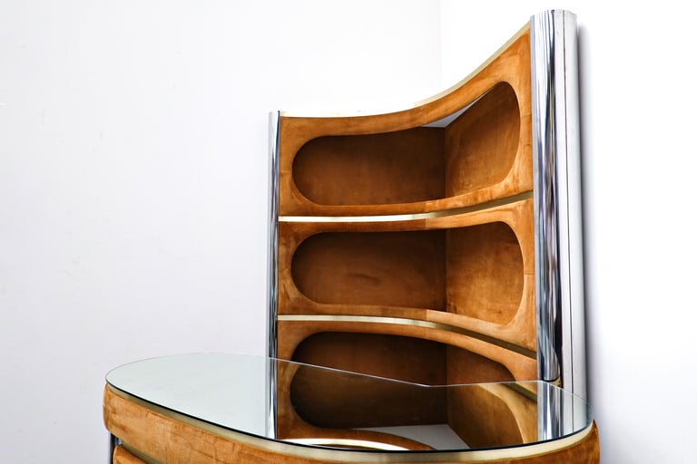 Mid-Century Suede Bar by Willy Rizzo, Italy, 1970s at 1stDibs