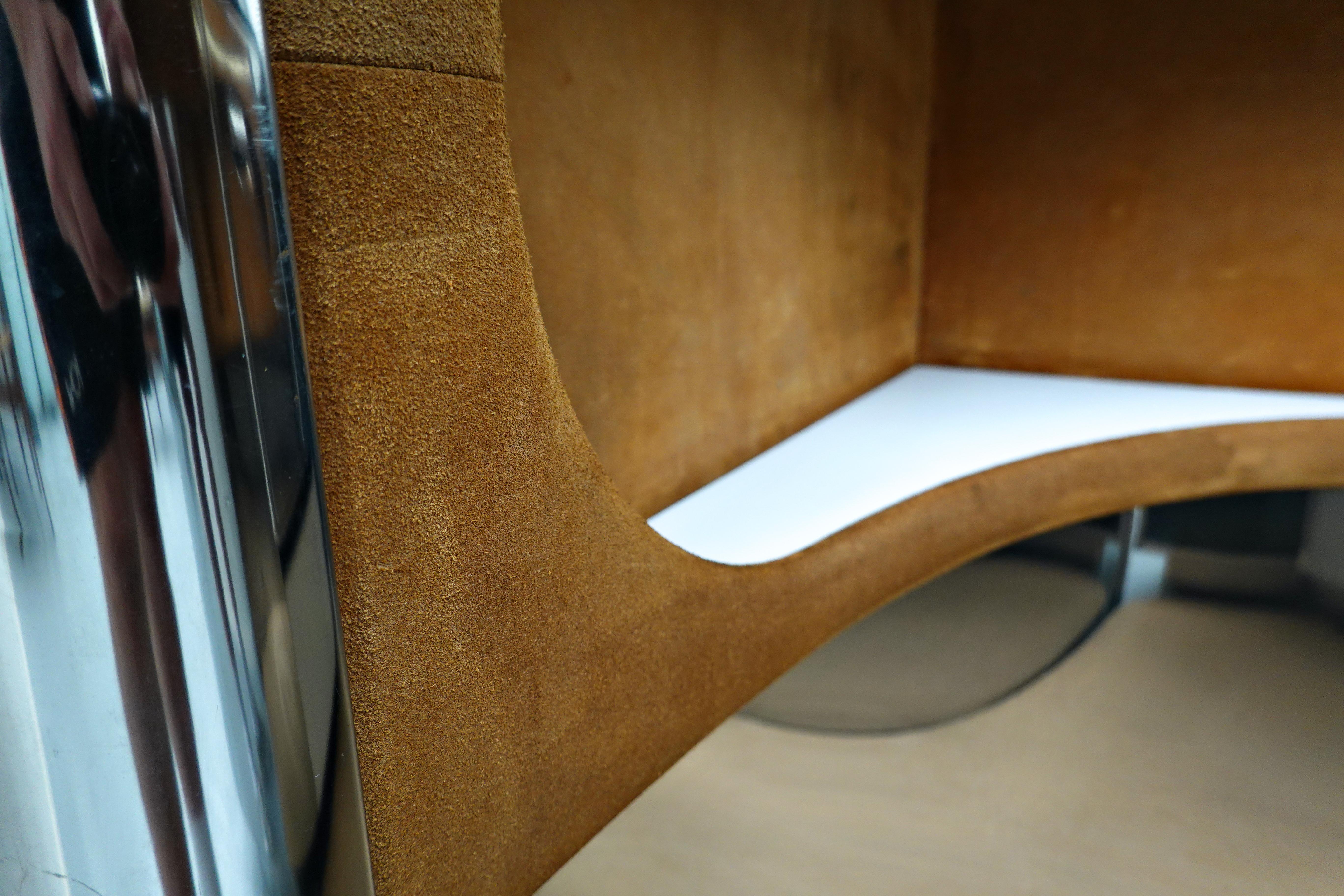 Mid-Century Suede Bar by Willy Rizzo, Italy, 1970s at 1stDibs