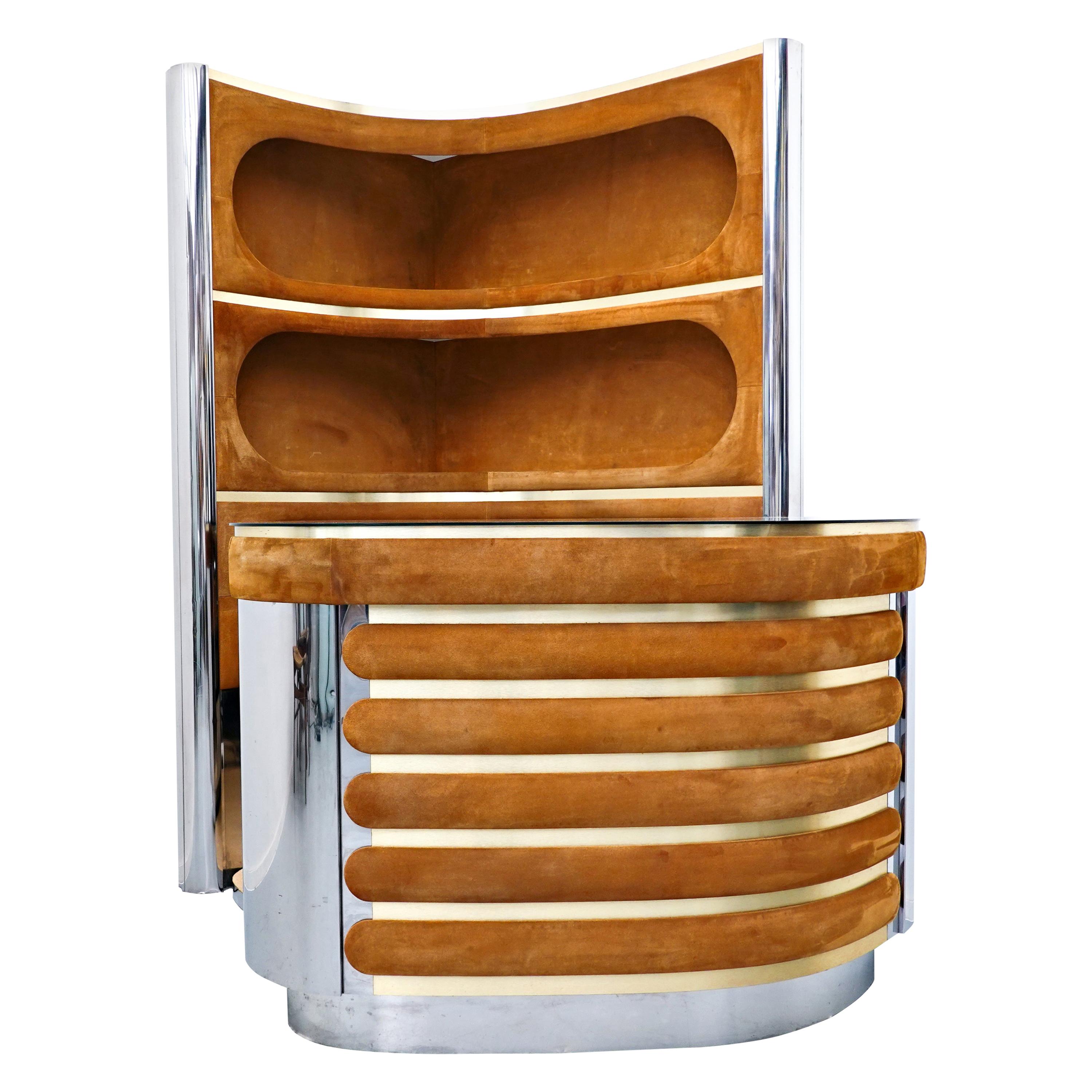 Mid-Century Suede Bar by Willy Rizzo, Italy, 1970s at 1stDibs