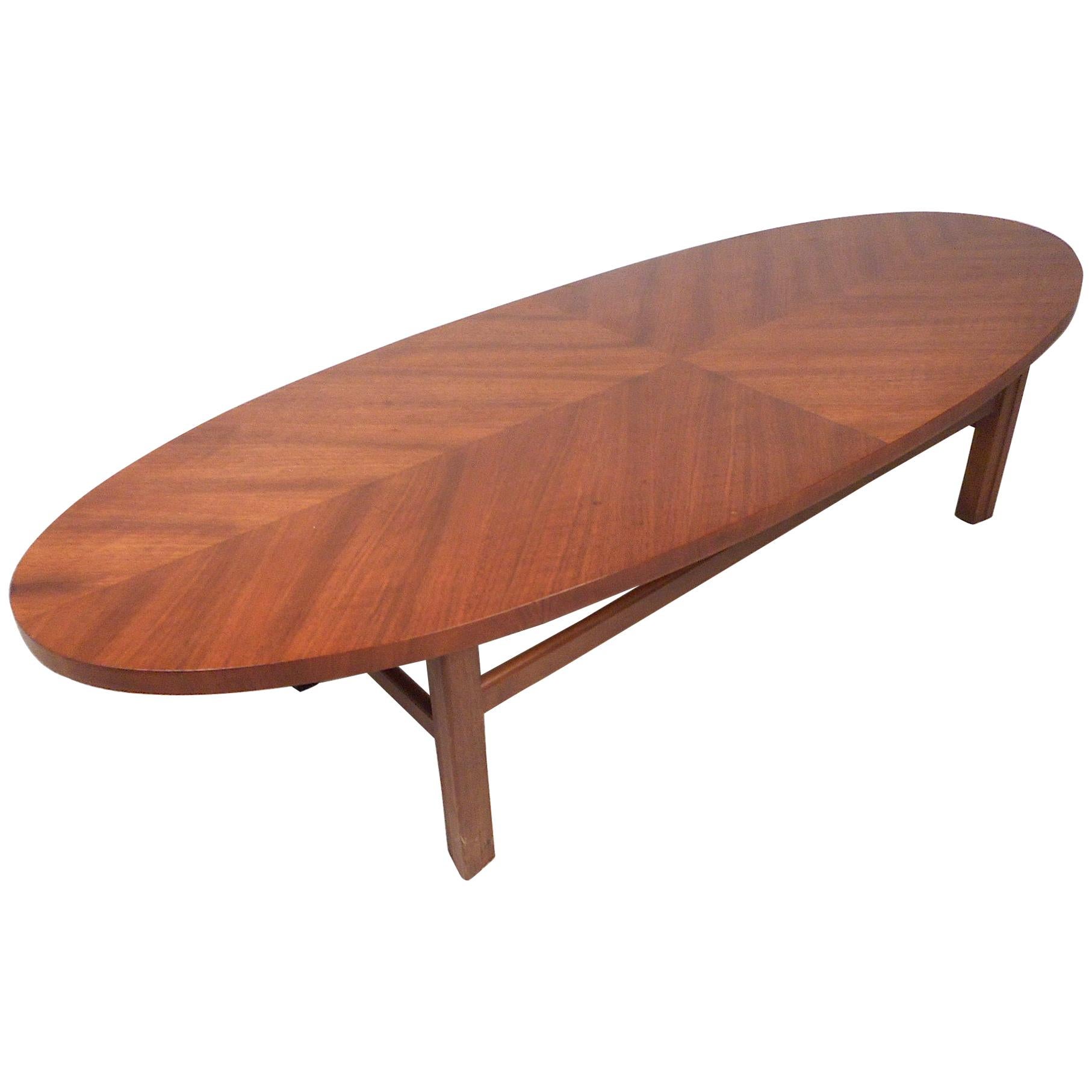 Mid Century Drexel Heritage Walnut Surfboard Coffee Table at 1stdibs