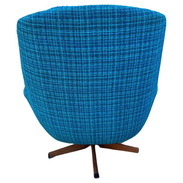 Mid Century Swedish Bright Blue Woven Upholstery Lounge Chair with ...