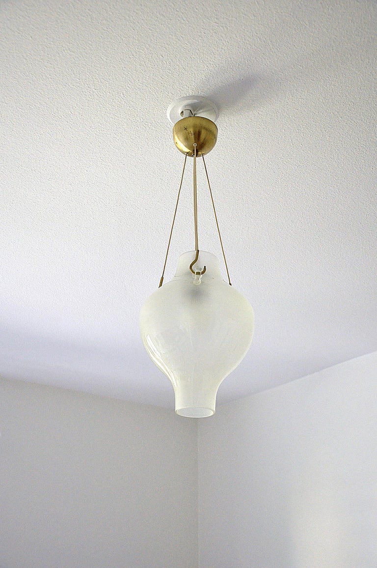 Mid-Century Swedish Glass and Brass Ceiling Lamp For Sale at 1stDibs
