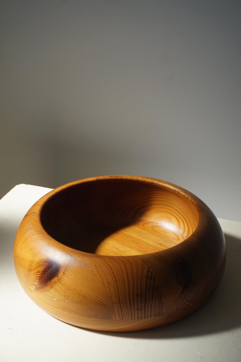 Mid Century Swedish Pine Bowl, Crafted in Varnamo, 1980s at 1stDibs