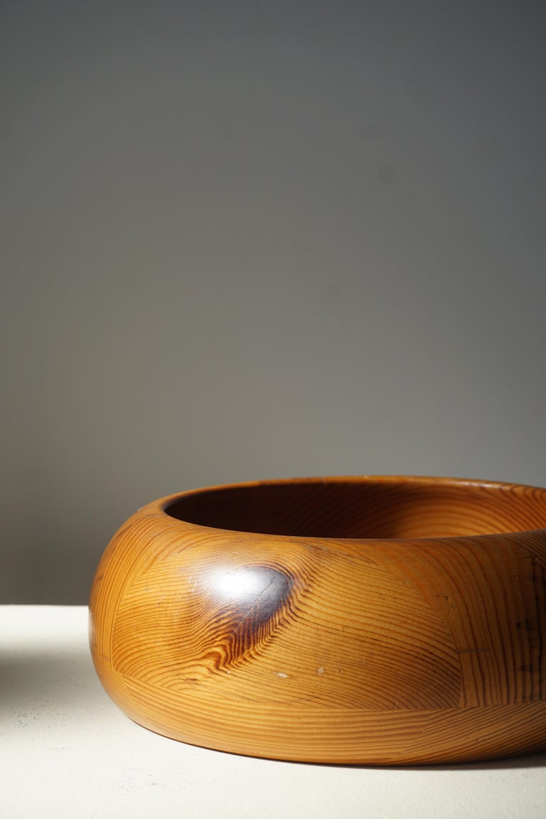 Mid Century Swedish Pine Bowl, Crafted in Varnamo, 1980s at 1stDibs