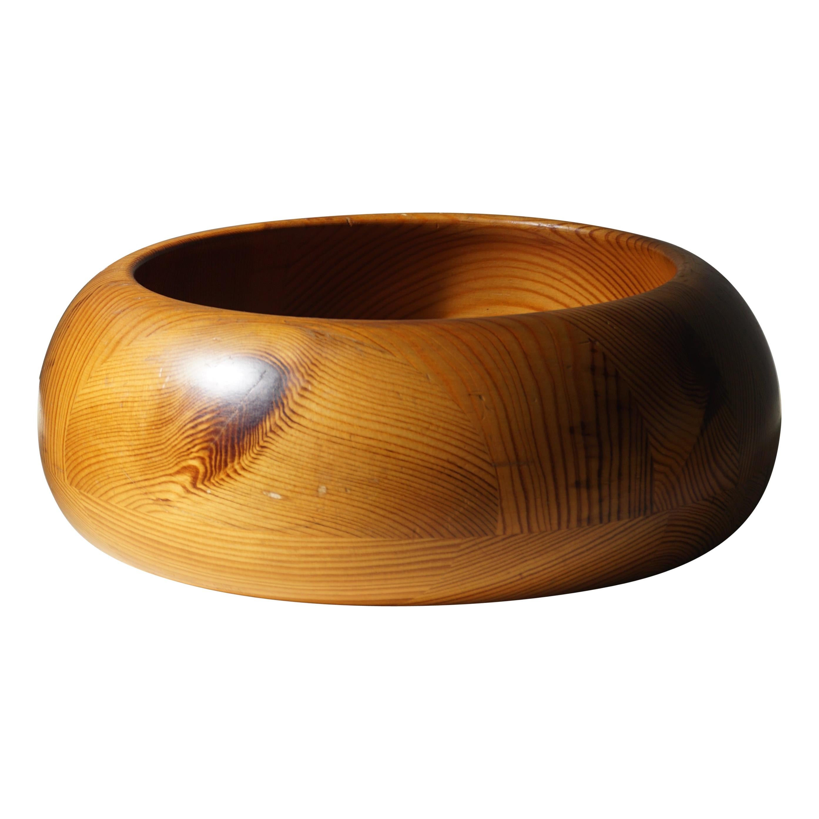 Mid Century Swedish Pine Bowl, Crafted in Varnamo, 1980s at 1stDibs