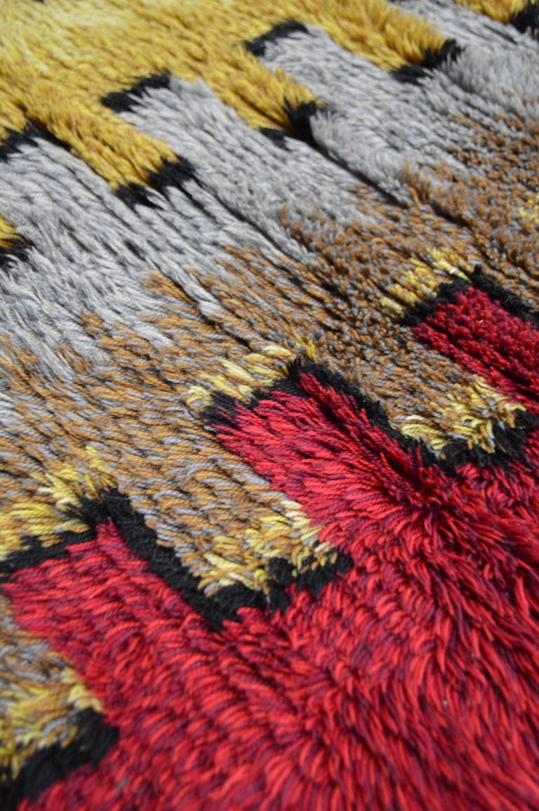 Midcentury Swedish Rya Rug at 1stDibs