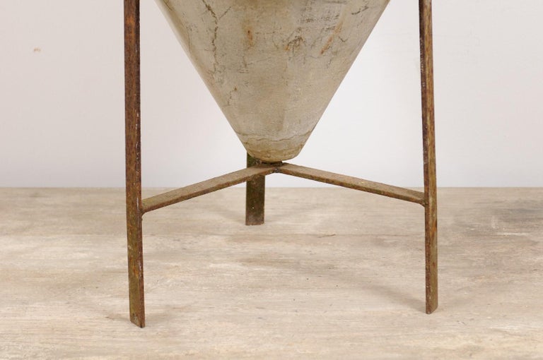 Midcentury Swiss Willy Guhl Cone Concrete Planter with Iron Stand at ...