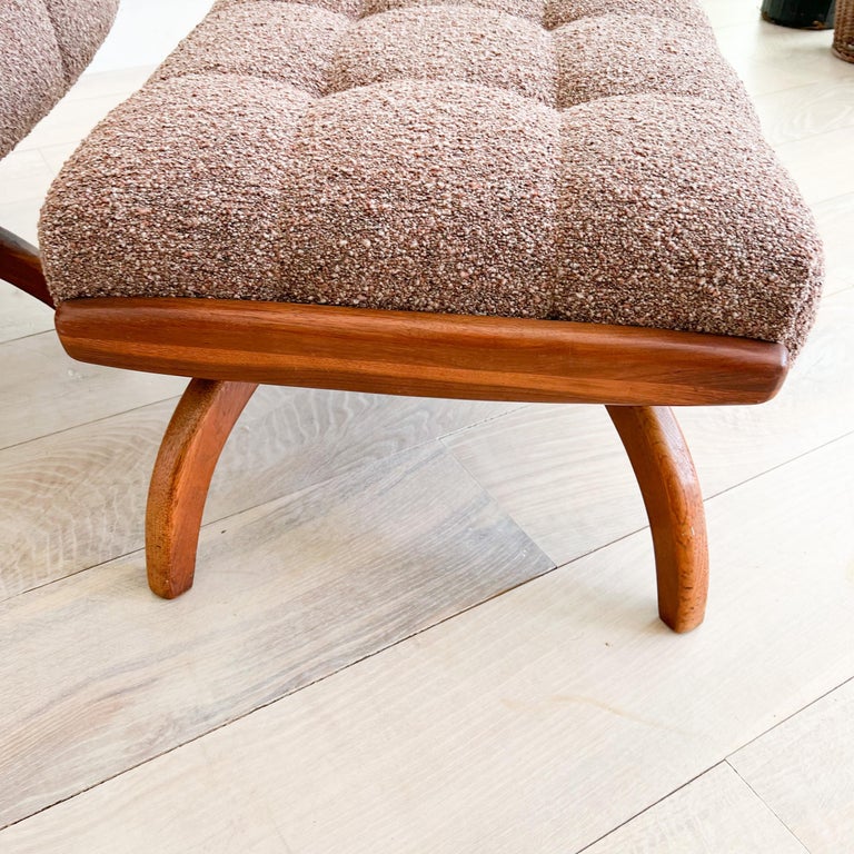 Midcentury Swivel Lounge Chair with Ottoman, New Nubby Upholstery For ...