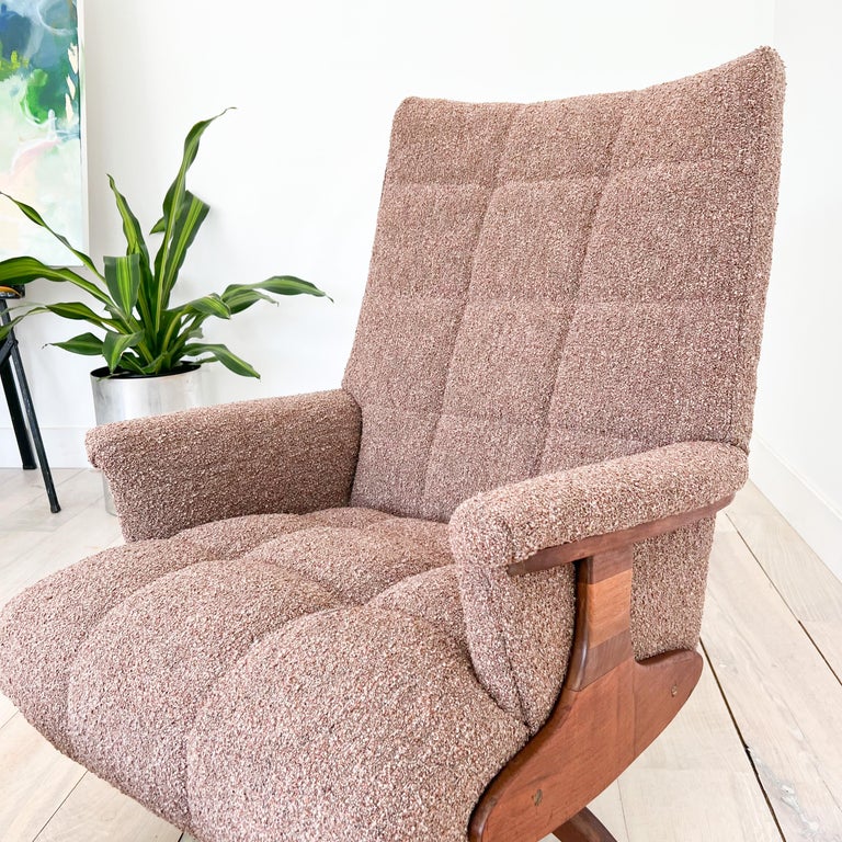 Midcentury Swivel Lounge Chair with Ottoman, New Nubby Upholstery For ...