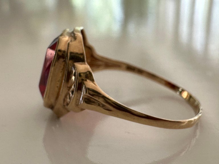 Midcentury Synthetic Ruby Ring For Sale at 1stDibs