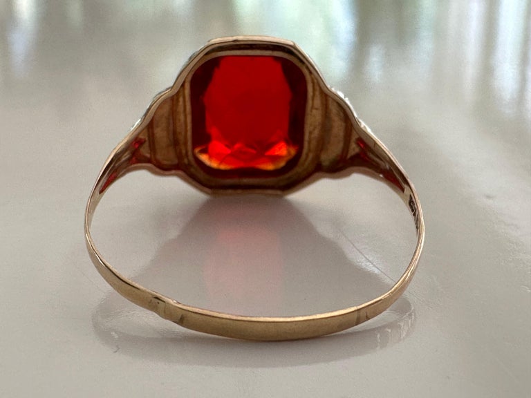 Midcentury Synthetic Ruby Ring For Sale at 1stDibs