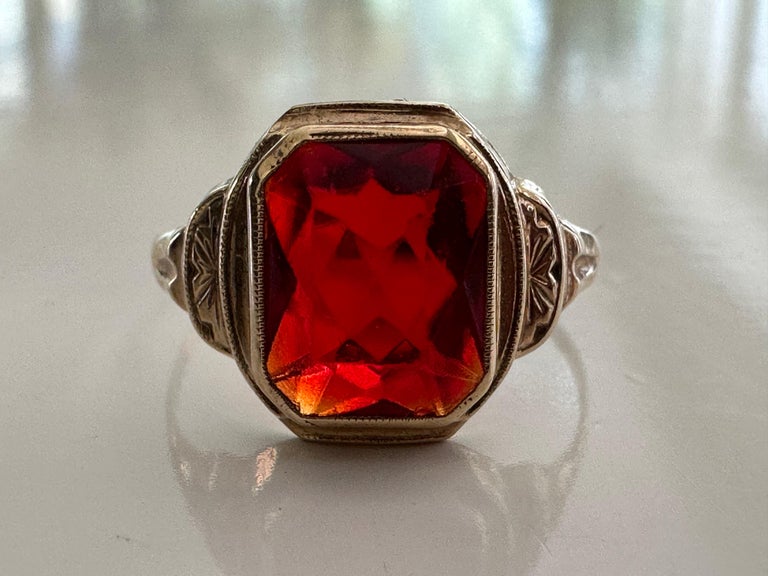 Midcentury Synthetic Ruby Ring For Sale at 1stDibs