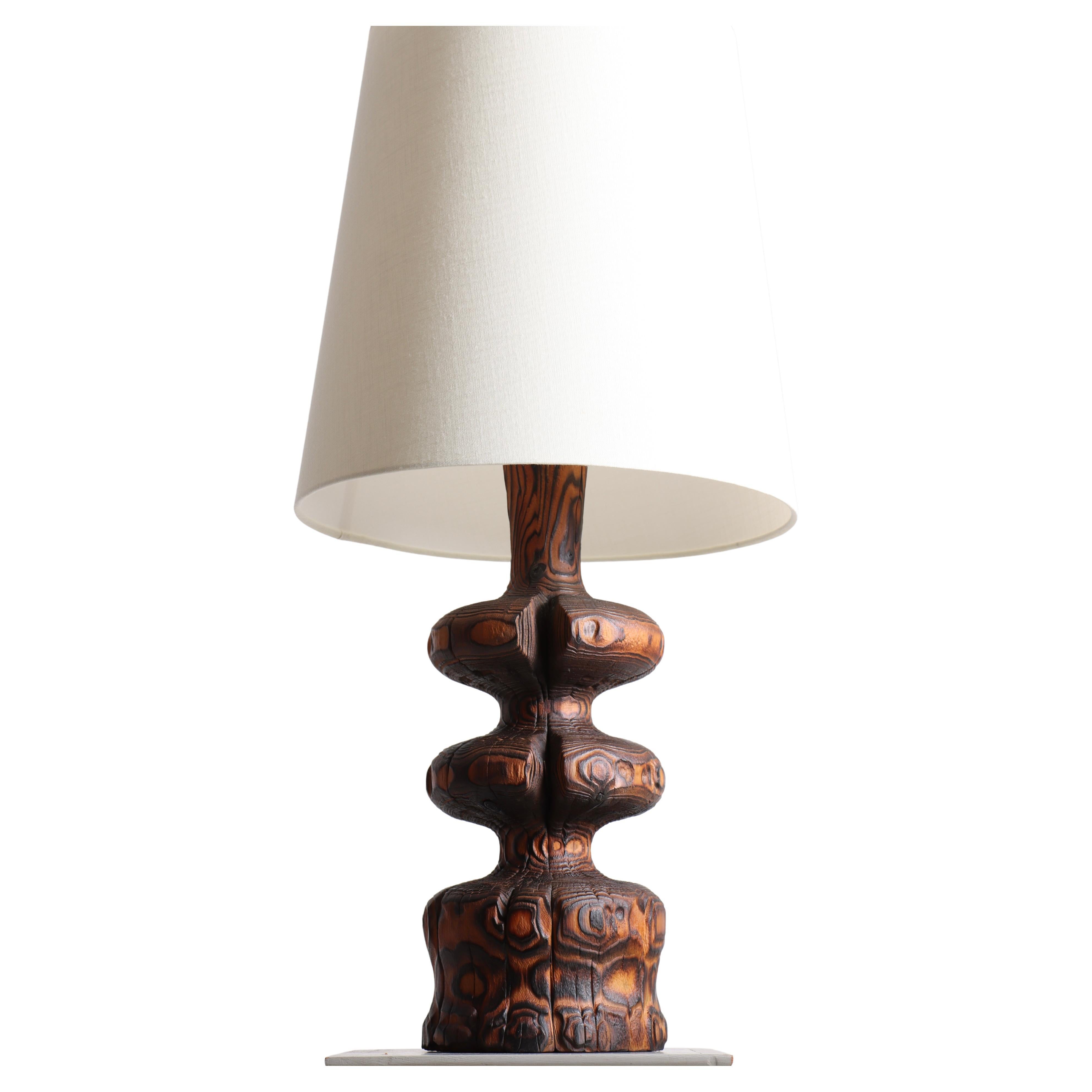 Midcentury Danish Pine Table Lamp For Sale at 1stDibs