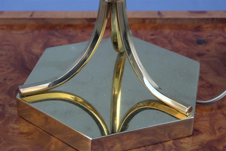 Mid-Century Table Lamp Italian Design Cristal Concave Cobalt Blue Brass ...