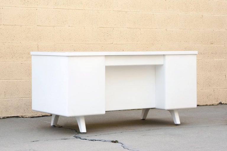 Midcentury Tanker Desk Custom Refinished in White For Sale at 1stDibs ...