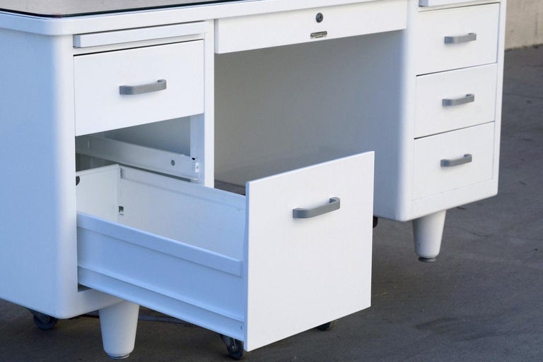 Midcentury Tanker Desk Custom Refinished in White For Sale at 1stDibs ...