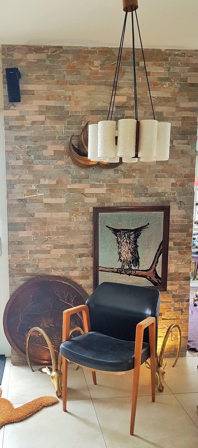 Midcentury Teak and Resin Chandelier, Denmark, 1960s For Sale at 1stDibs