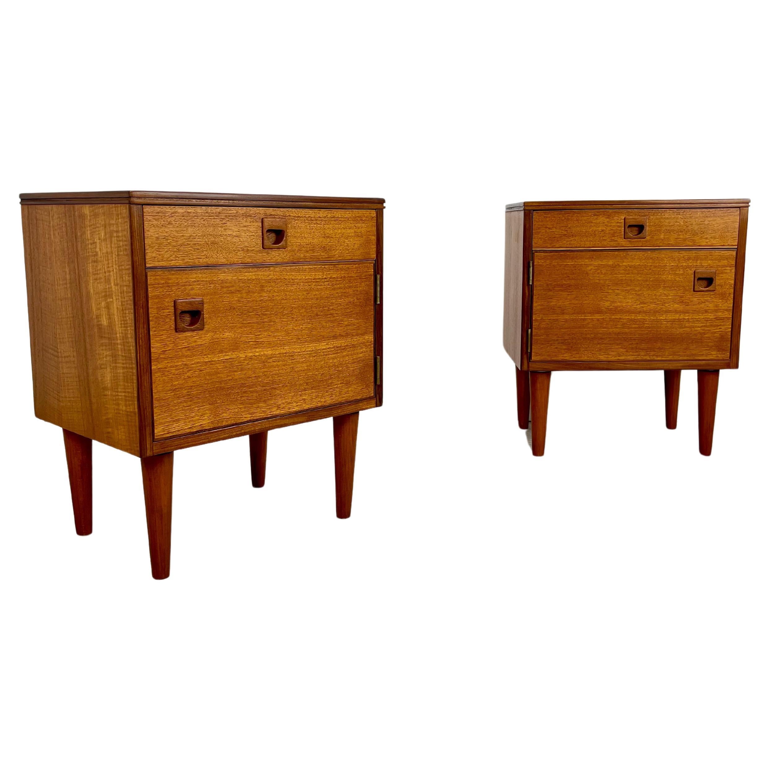 Mid Century Teak Bedside Tables For Sale at 1stDibs