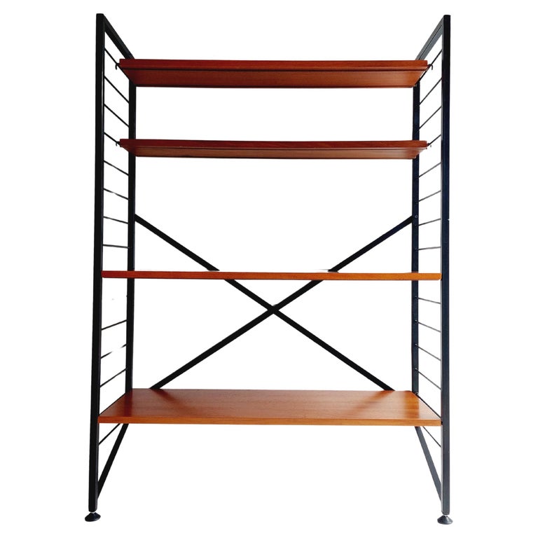Midcentury Teak and Black Metal Ladderax Modular Shelving System by ...