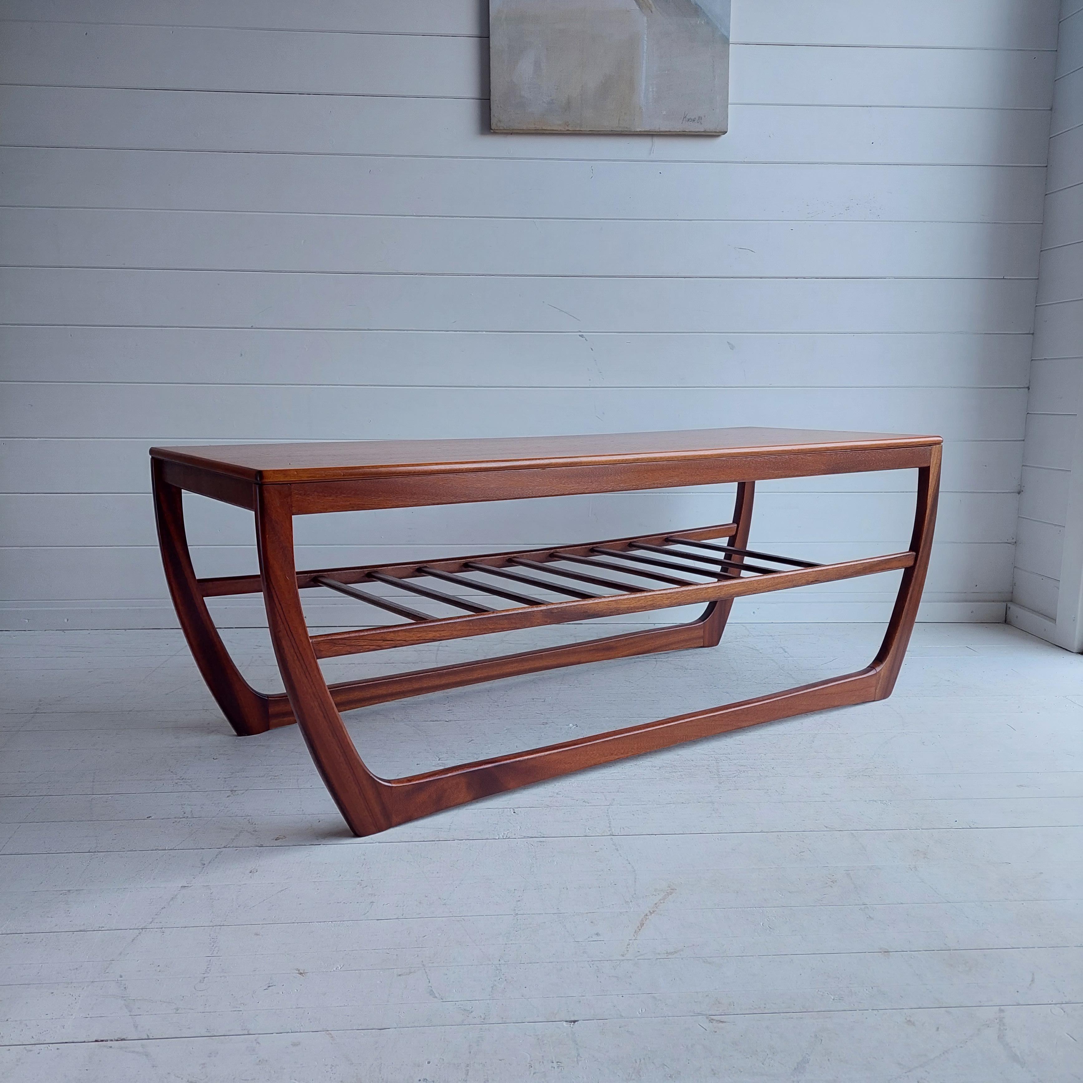 Mid Century Teak Coffee Table By Beithcraft Magazine Ladder Shelf ...