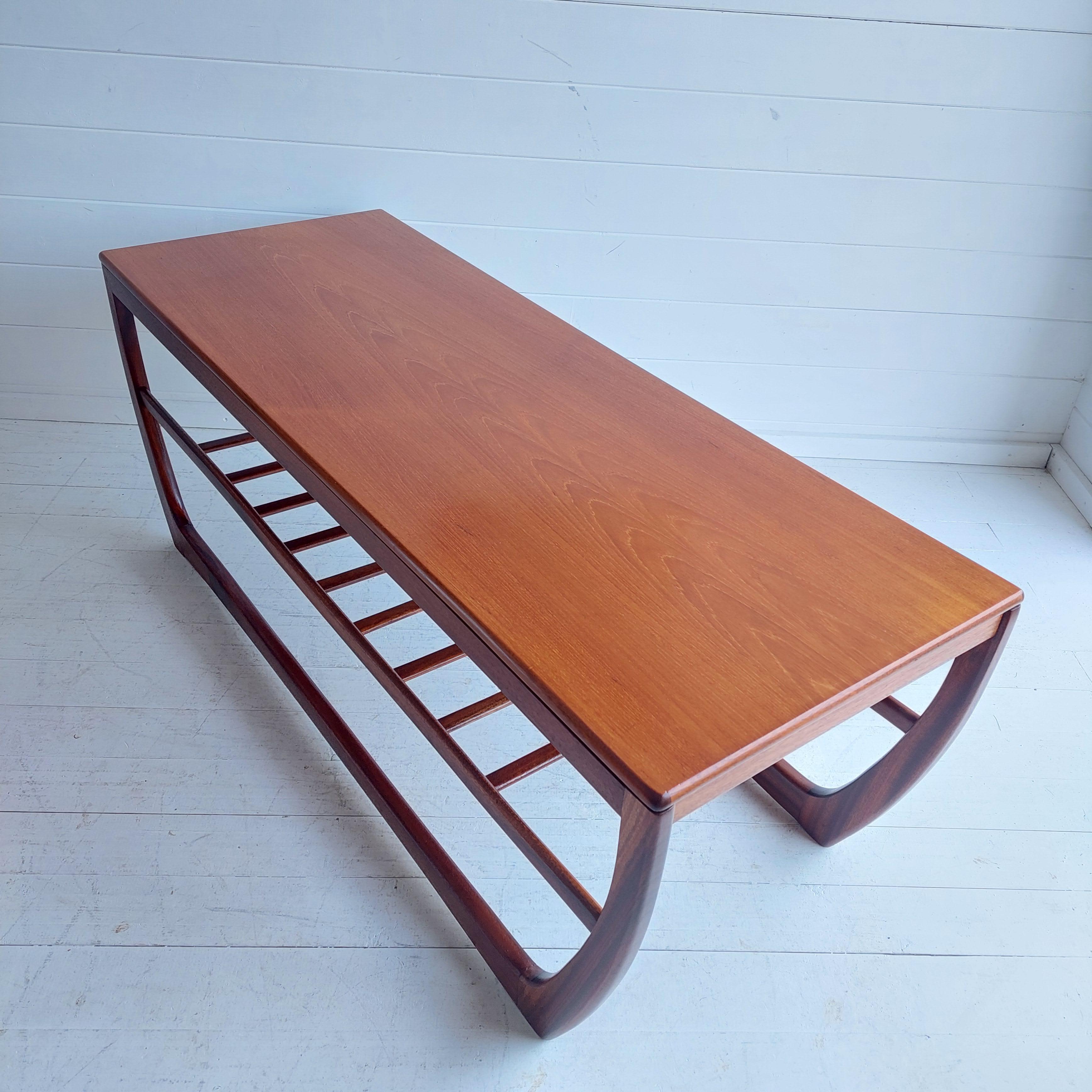 Mid Century Teak Coffee Table By Beithcraft Magazine Ladder Shelf ...