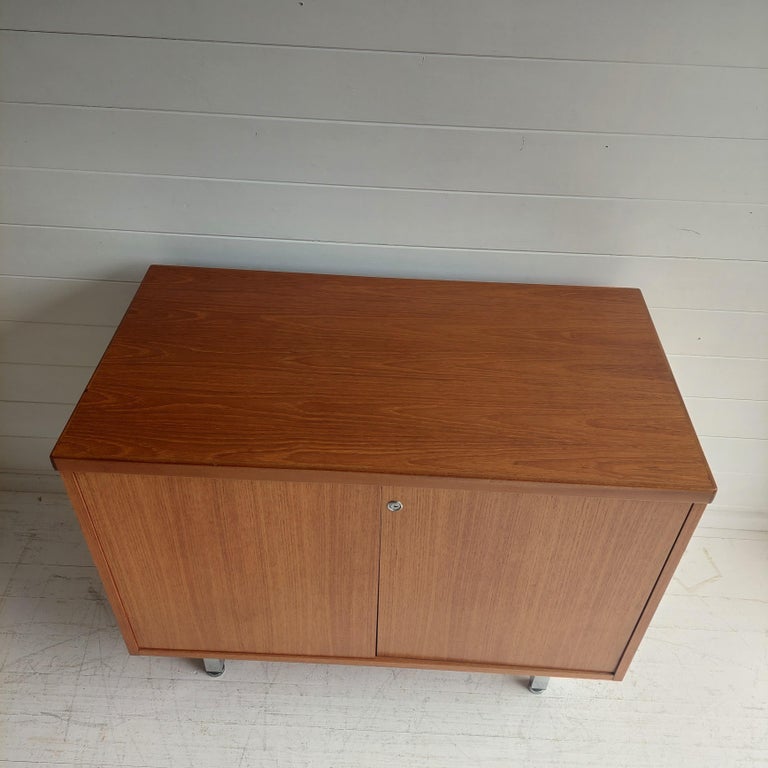 Midcentury Teak Compact Sideboard Office Drinks Unit Cabinet Cupboard ...