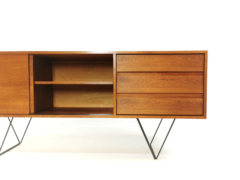 Midcentury Teak Floating Sideboard on Hairpin Legs at 1stDibs ...