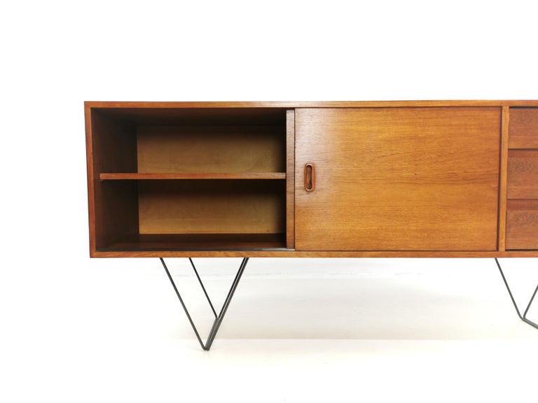 Midcentury Teak Floating Sideboard on Hairpin Legs at 1stDibs ...