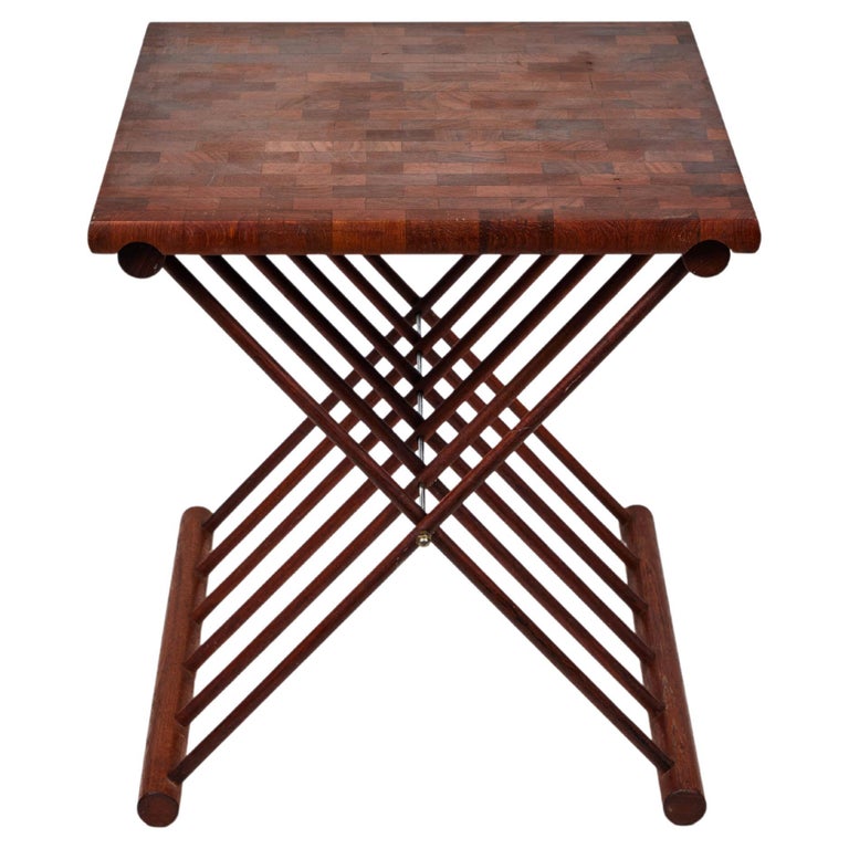 Mid Century Teak Folding 'X' Table For Sale at 1stDibs | teak folding table