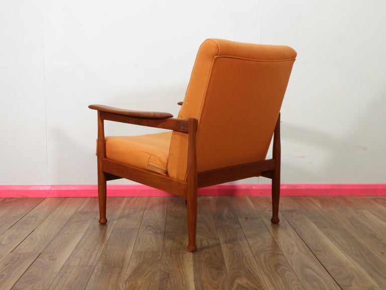 Mid Century Teak Framed Danish Style Reclining Lounge Chair by Guy ...
