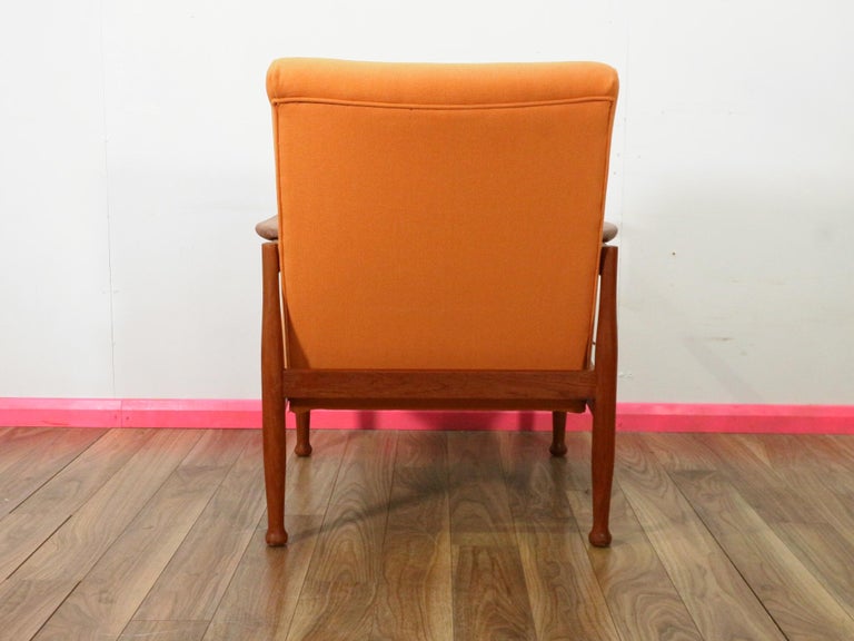 Mid Century Teak Framed Danish Style Reclining Lounge Chair by Guy ...