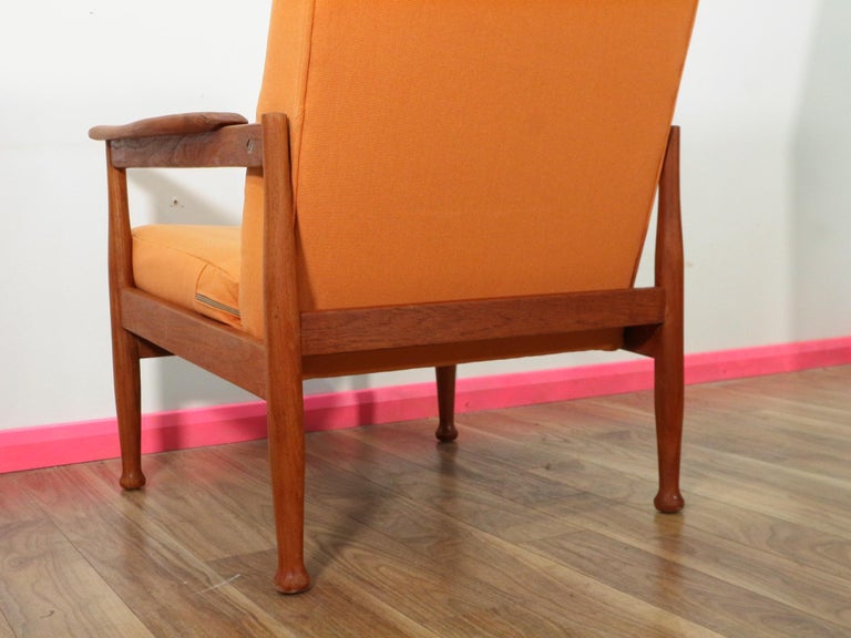 Mid Century Teak Framed Danish Style Reclining Lounge Chair by Guy ...