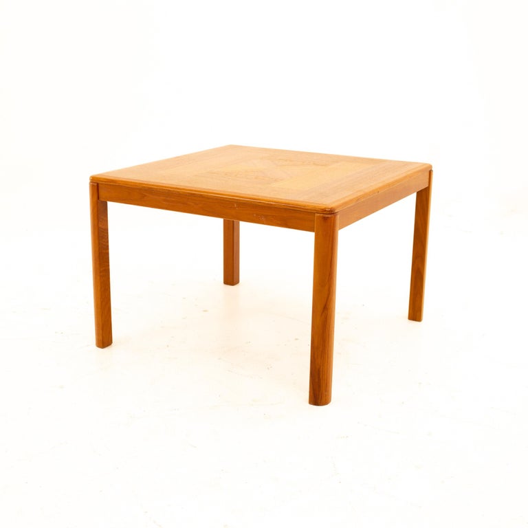Mid Century Teak Patchwork Side End Table For Sale at 1stDibs