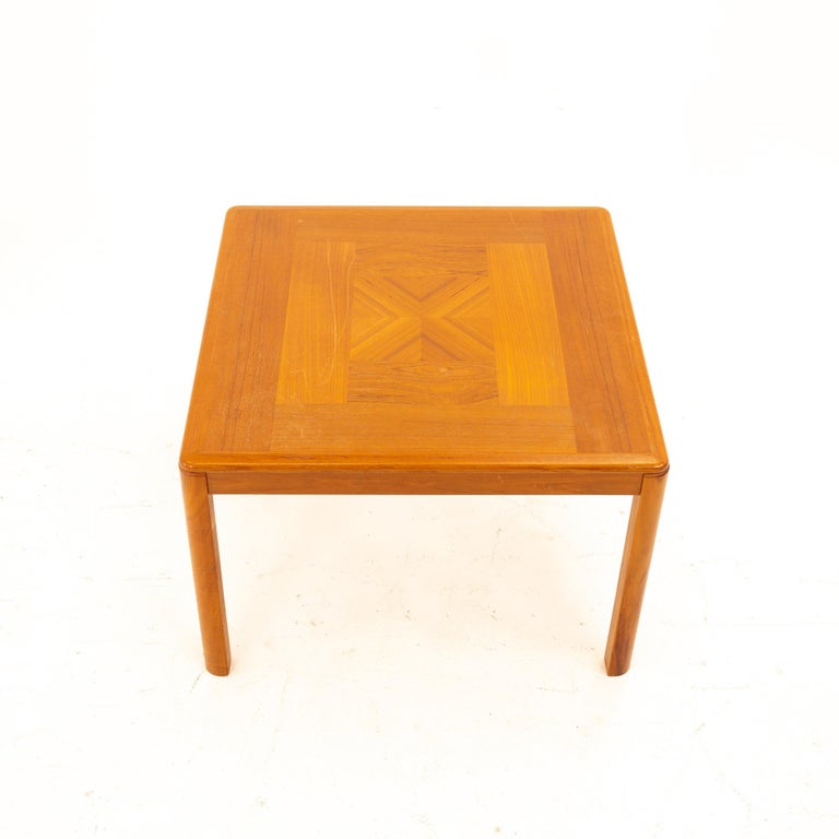 Mid Century Teak Patchwork Side End Table For Sale at 1stDibs
